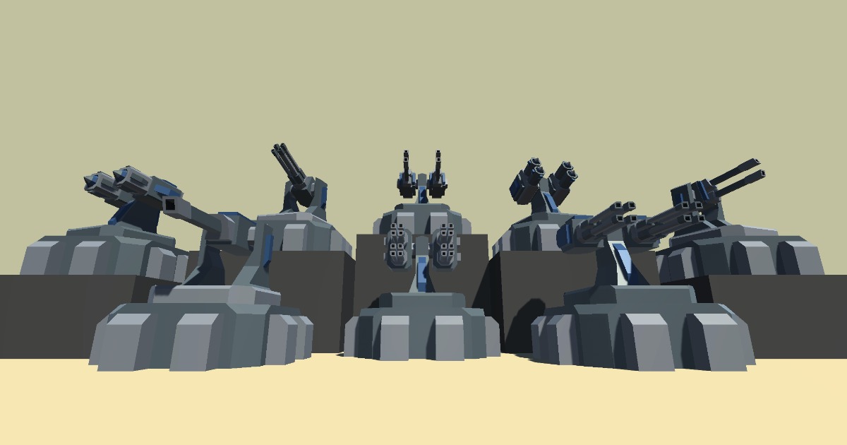 Low Poly 1x1 Turrets | 3D Weapons | Unity Asset Store