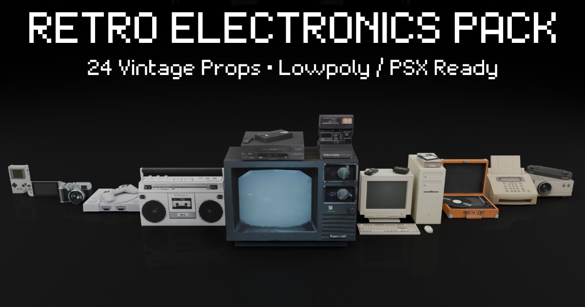 Retro Electronics Pack – 24 Vintage Props (Lowpoly / PSX Ready) | 3D ...