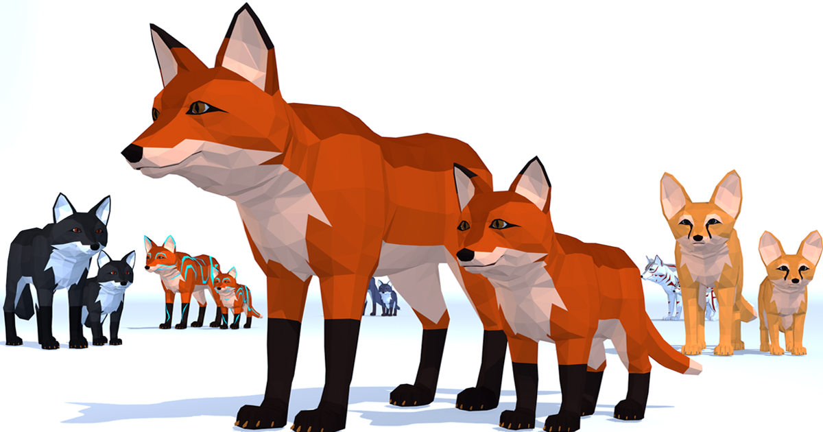 LowPoly Foxes pack | 3D 动物 | Unity Asset Store