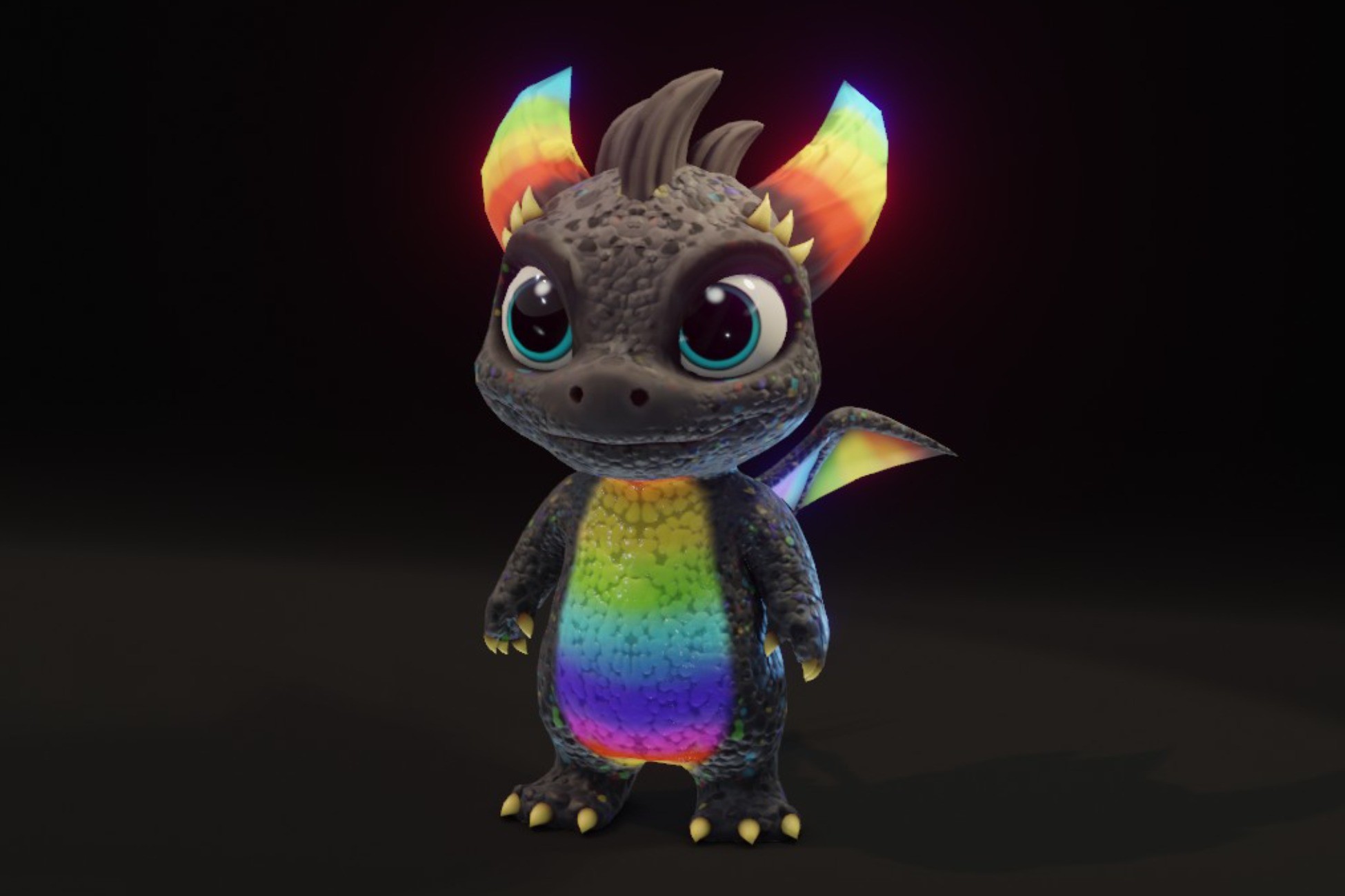 Cartoon Rainbow Dragon 3D Model (Low-Poly, Game-Ready, Animated, Built ...