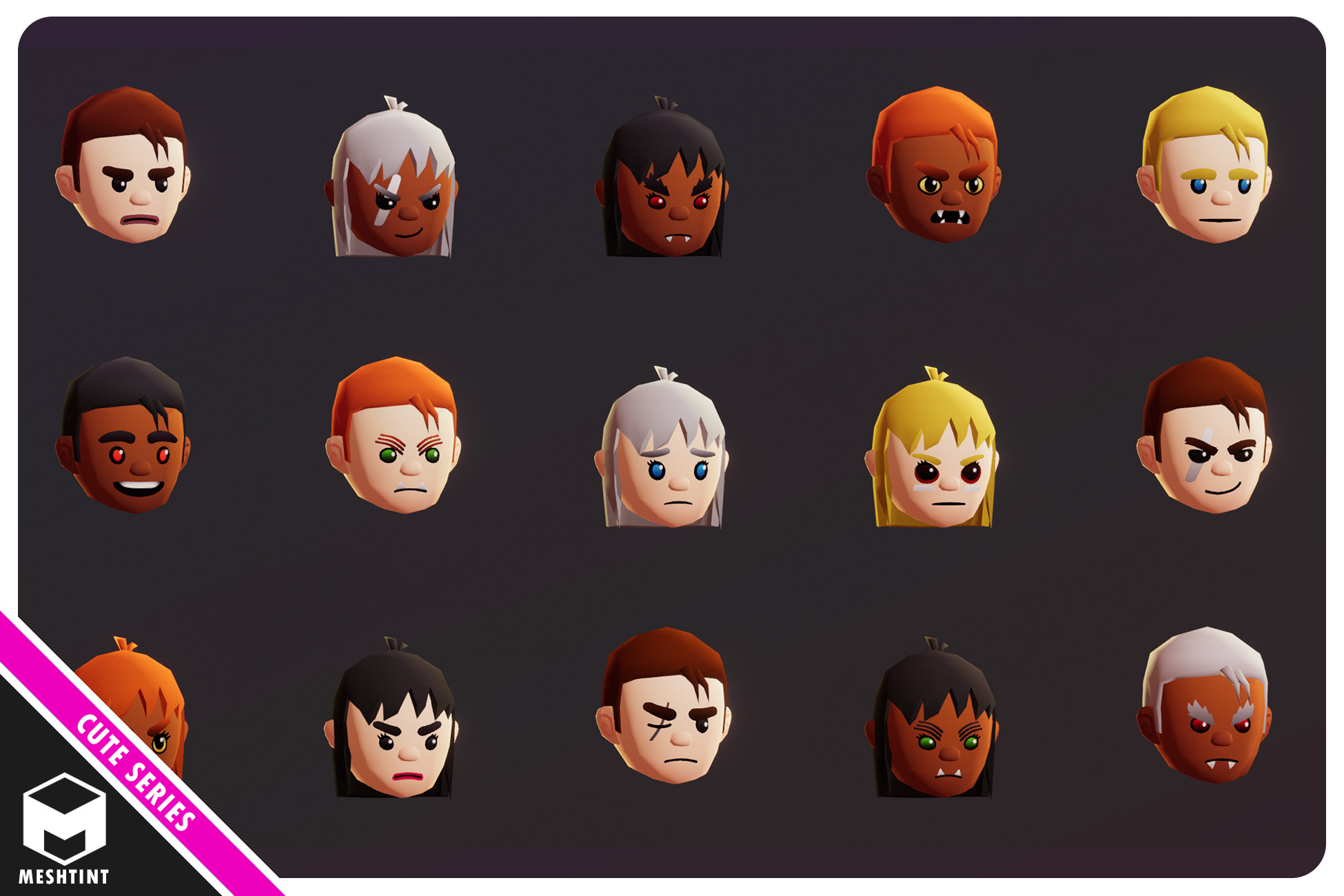 Faces Expansion Pack Cute Series | 3D Humanoids | Unity Asset Store