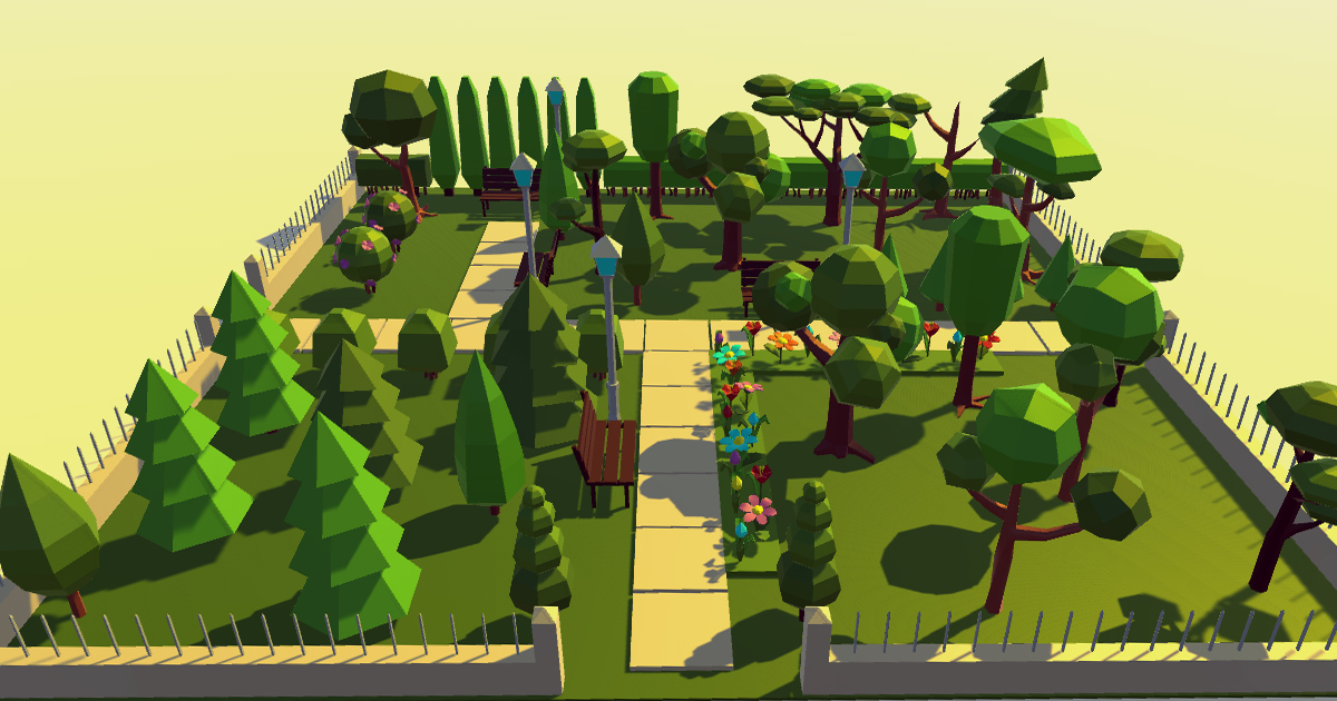 Low poly cartoon city park trees pack | 3D | Unity Asset Store