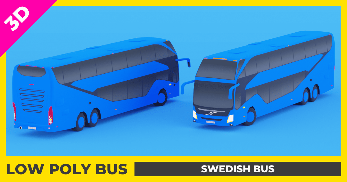 Low Poly Bus - Swedish Bus | 3D Land | Unity Asset Store