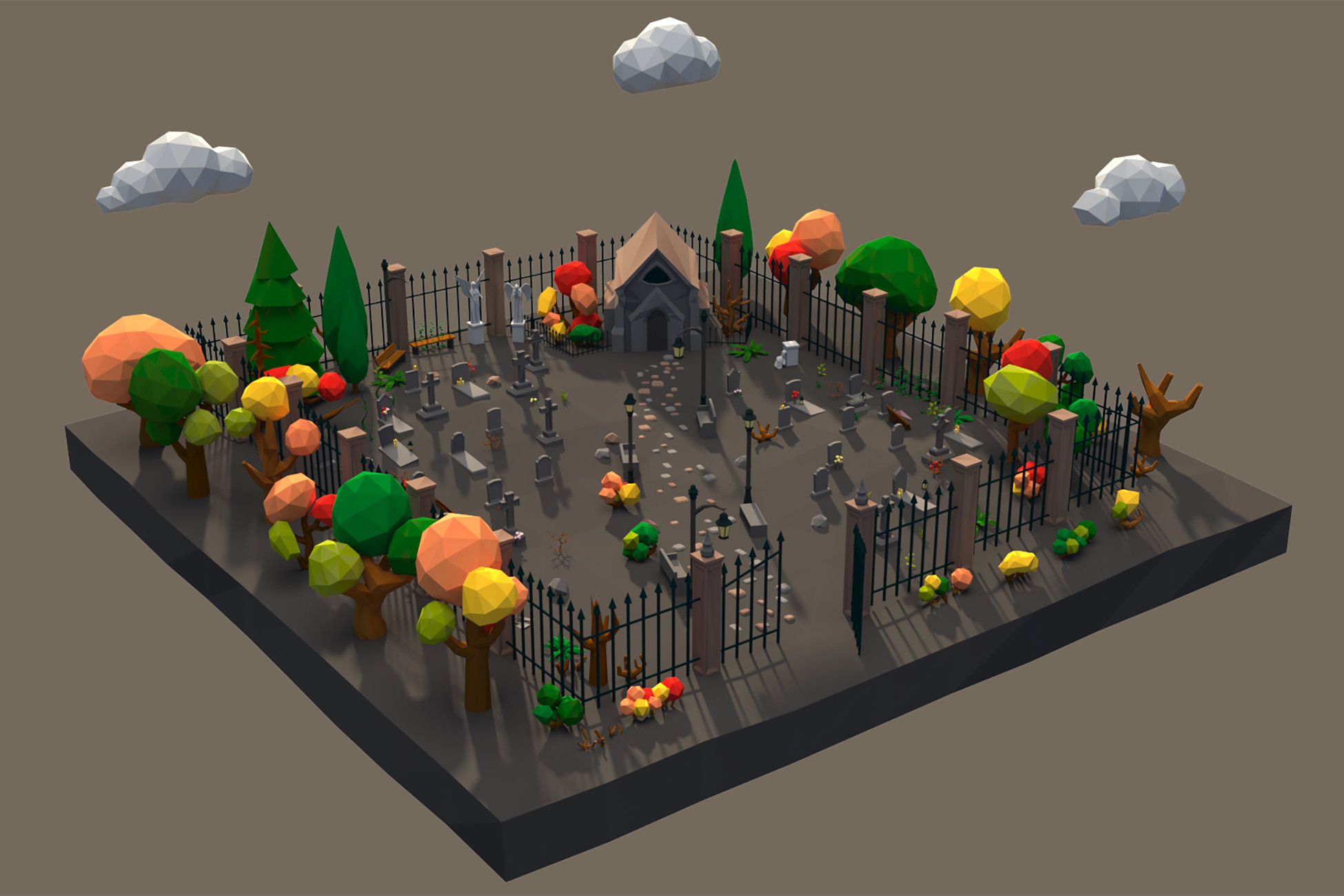 Low Poly Cemetery Assets | 3D Environments | Unity Asset Store
