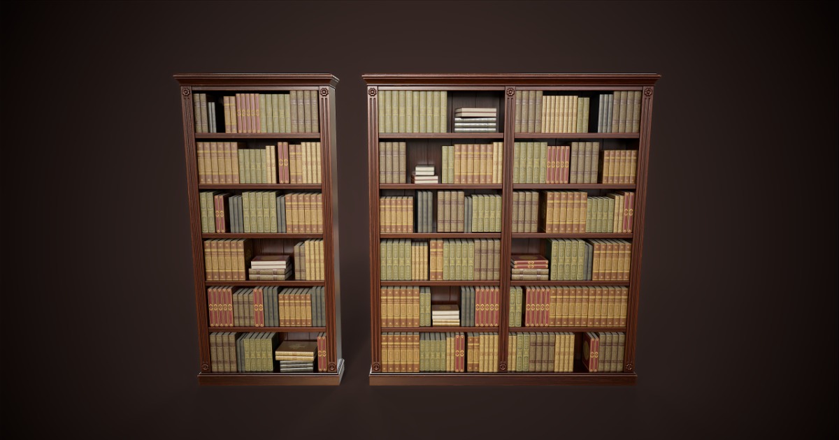 Vintage Bookcase Duo | 3D Furniture | Unity Asset Store