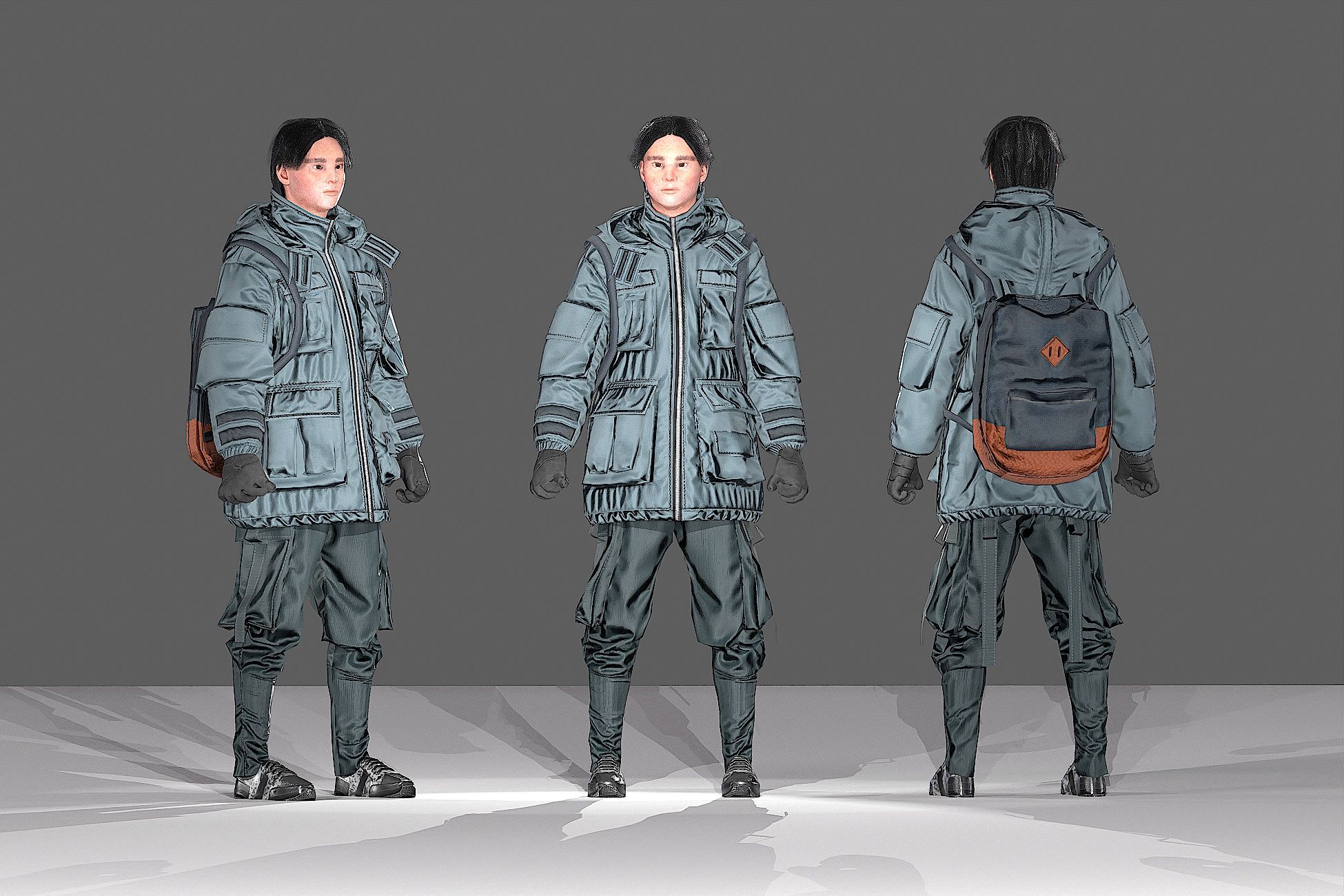 Asian man in jacket with backpack | Characters | Unity Asset Store