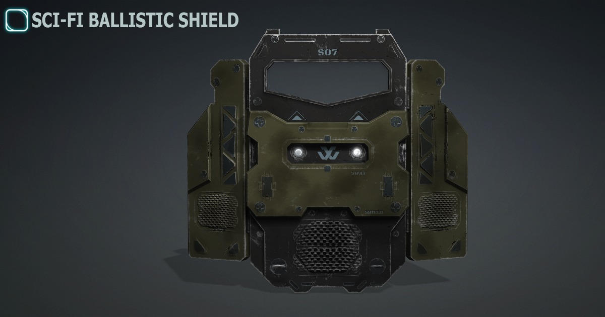 Sci-fi Ballistic Shield | 3D Weapons | Unity Asset Store