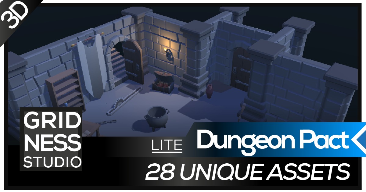 Lite Dungeon Pack - Low Poly 3D Art by Gridness | 3D Dungeons | Unity ...