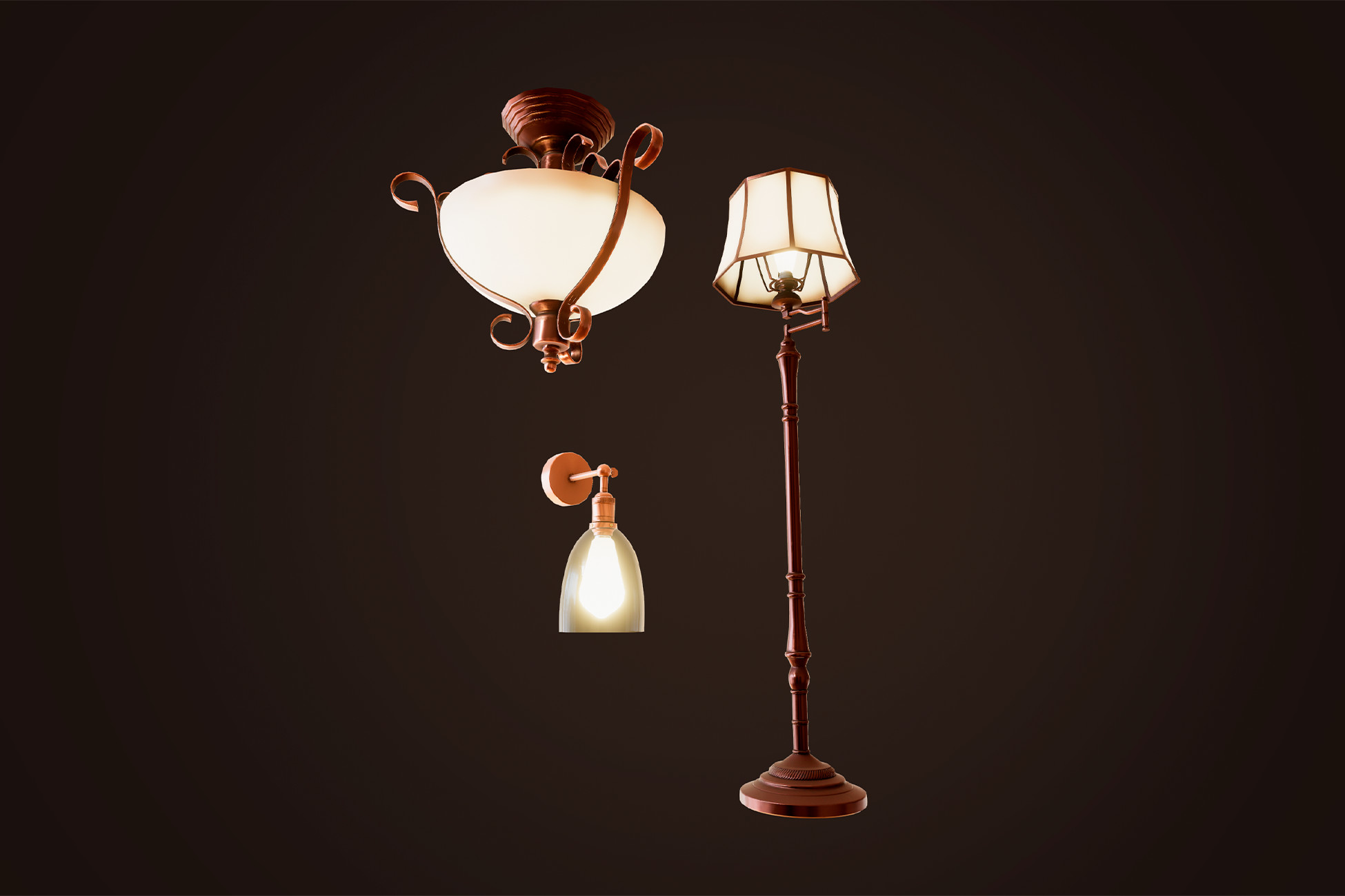 Vintage Lamps Pack | 3D Furniture | Unity Asset Store