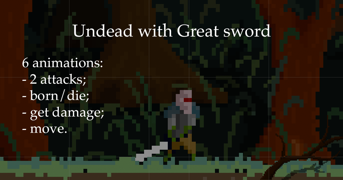 Pixel Undead with Great sword | 2D Characters | Unity Asset Store