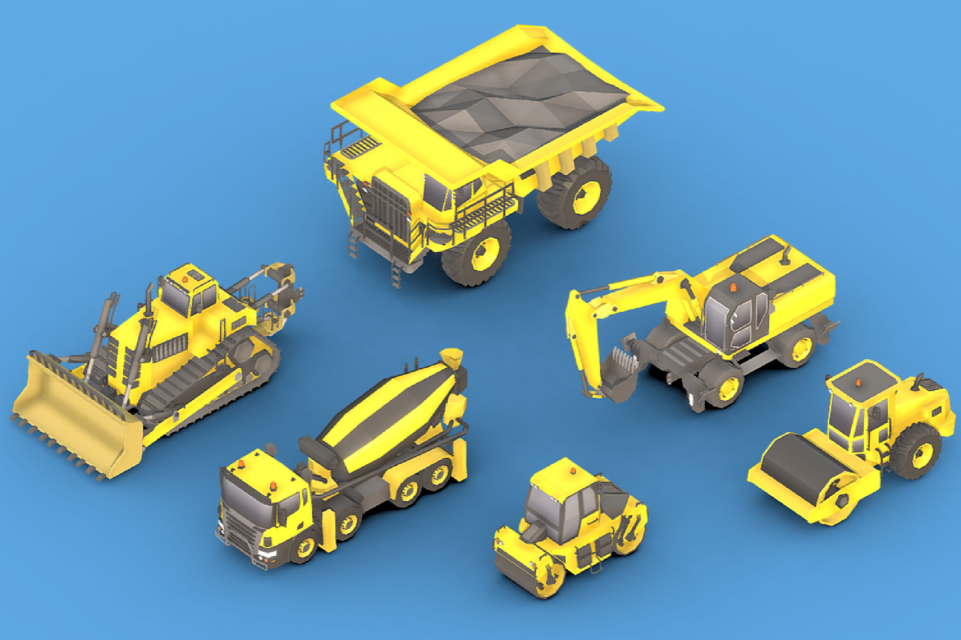 Collection Construction Vehicles Low- Poly_1 | 3D Land | Unity Asset Store