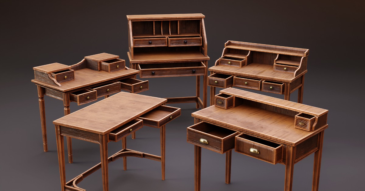 Stylized Writing desk | 3D Furniture | Unity Asset Store