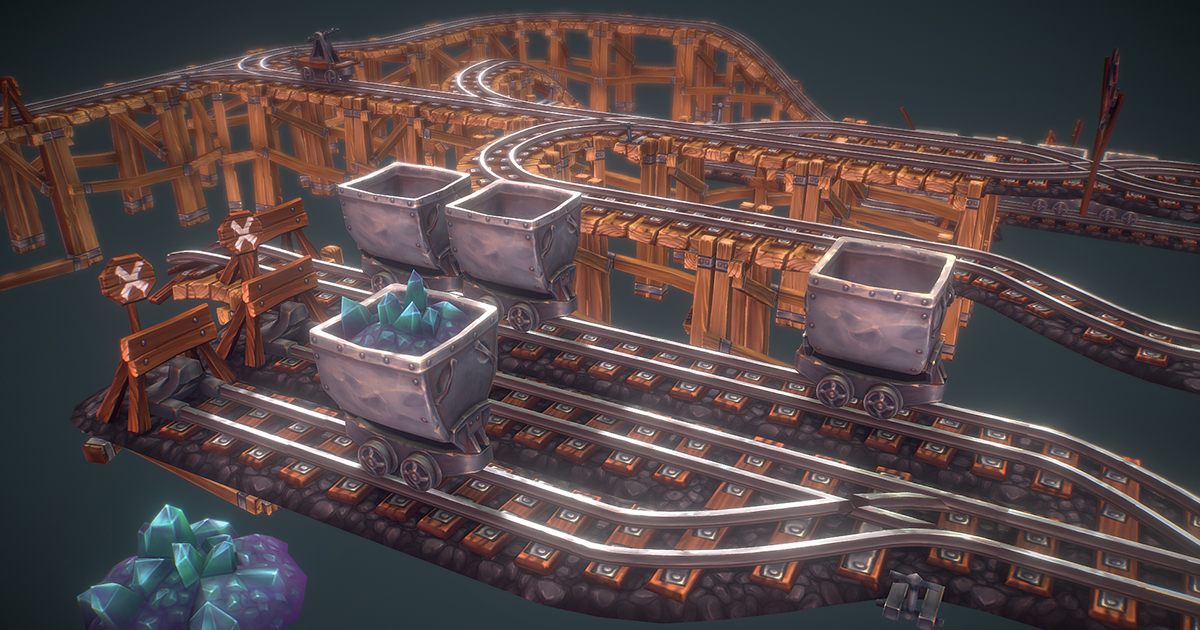 Low Poly Modular Rail Set | 3D Roadways | Unity Asset Store
