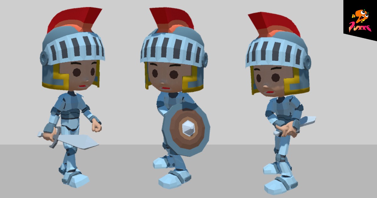 3D Character #035 - Knight Male - Animated - Low Poly - FBX | 3D ...