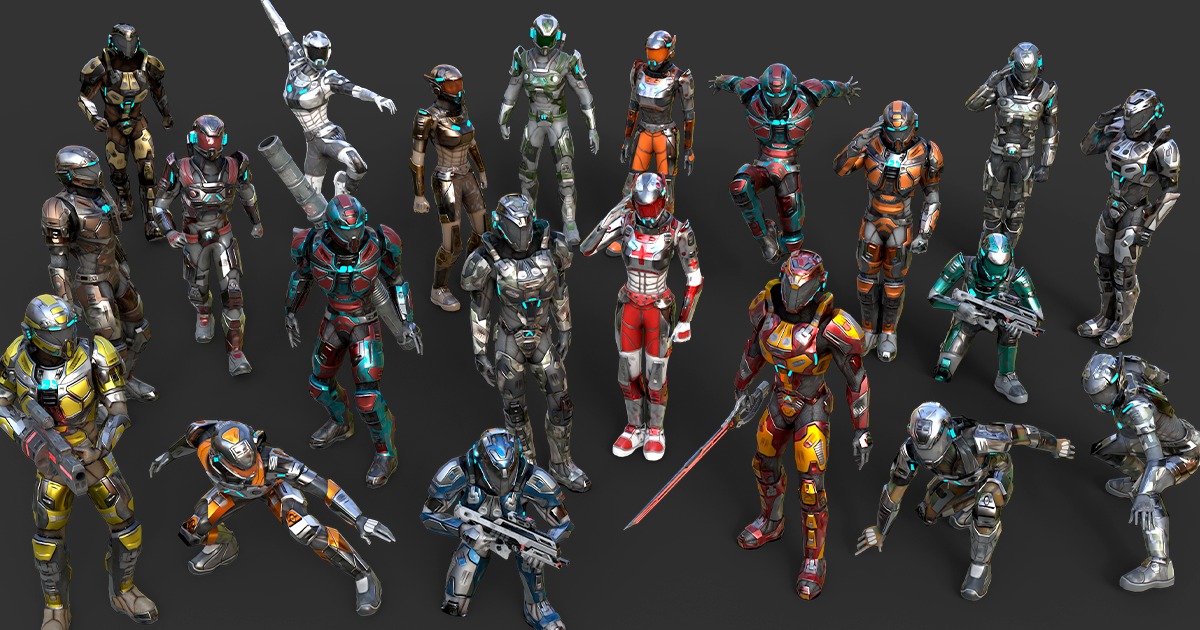Low-Poly Sci-Fi Space Marines Bundle | Characters | Unity Asset Store