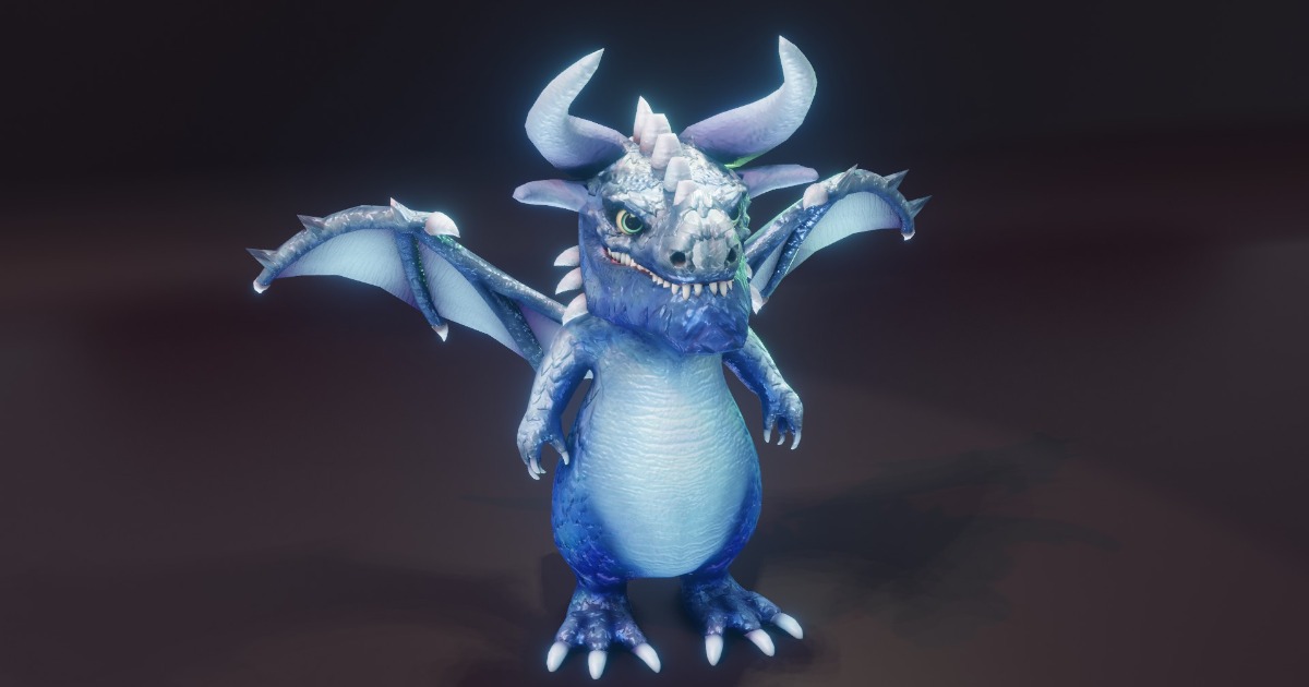 Stylized Sapphire Dragon 3D Model (Low-Poly, Game-Ready, Animated ...