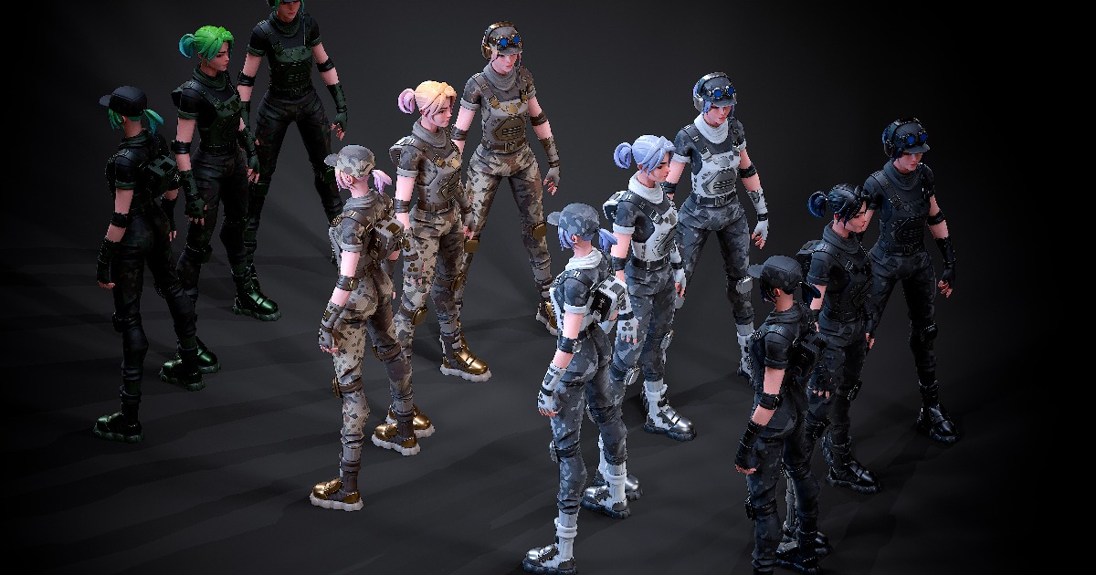 Stylized Female Engineer Soldier - Modular Character | 3D Characters ...