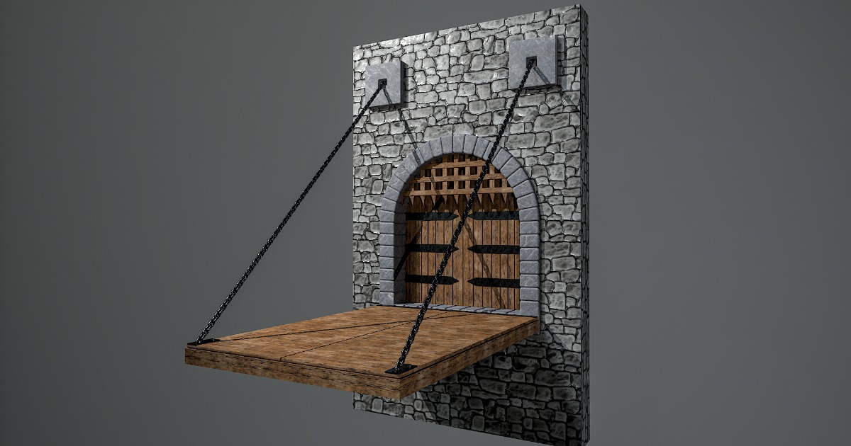 Animated Antique Drawbridge – Modular Medieval Gate Asset | 3D Exterior ...