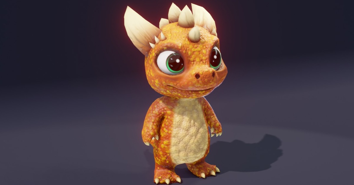 Cartoon Orange Dinosaur 3D Model (Low-Poly, Game-Ready, Animated, Built ...