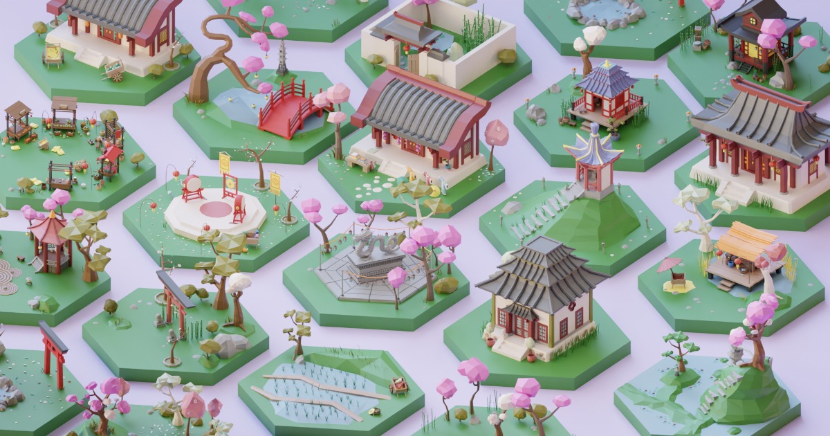Low Poly Asian Style Set – Buildings & Props | 3D Environments | Unity ...