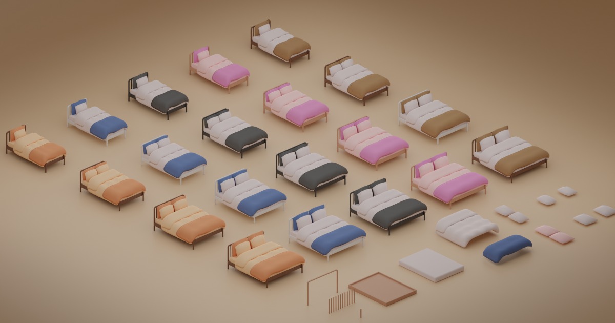3D Low poly Room Furniture Beds 01 | 3D Environments | Unity Asset Store