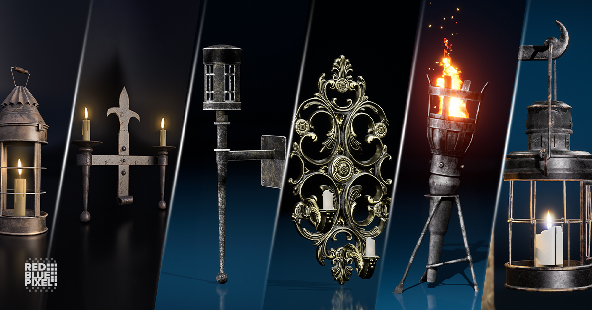 Medieval Torches & Candlesticks Bundle | 3D Props | Unity Asset Store