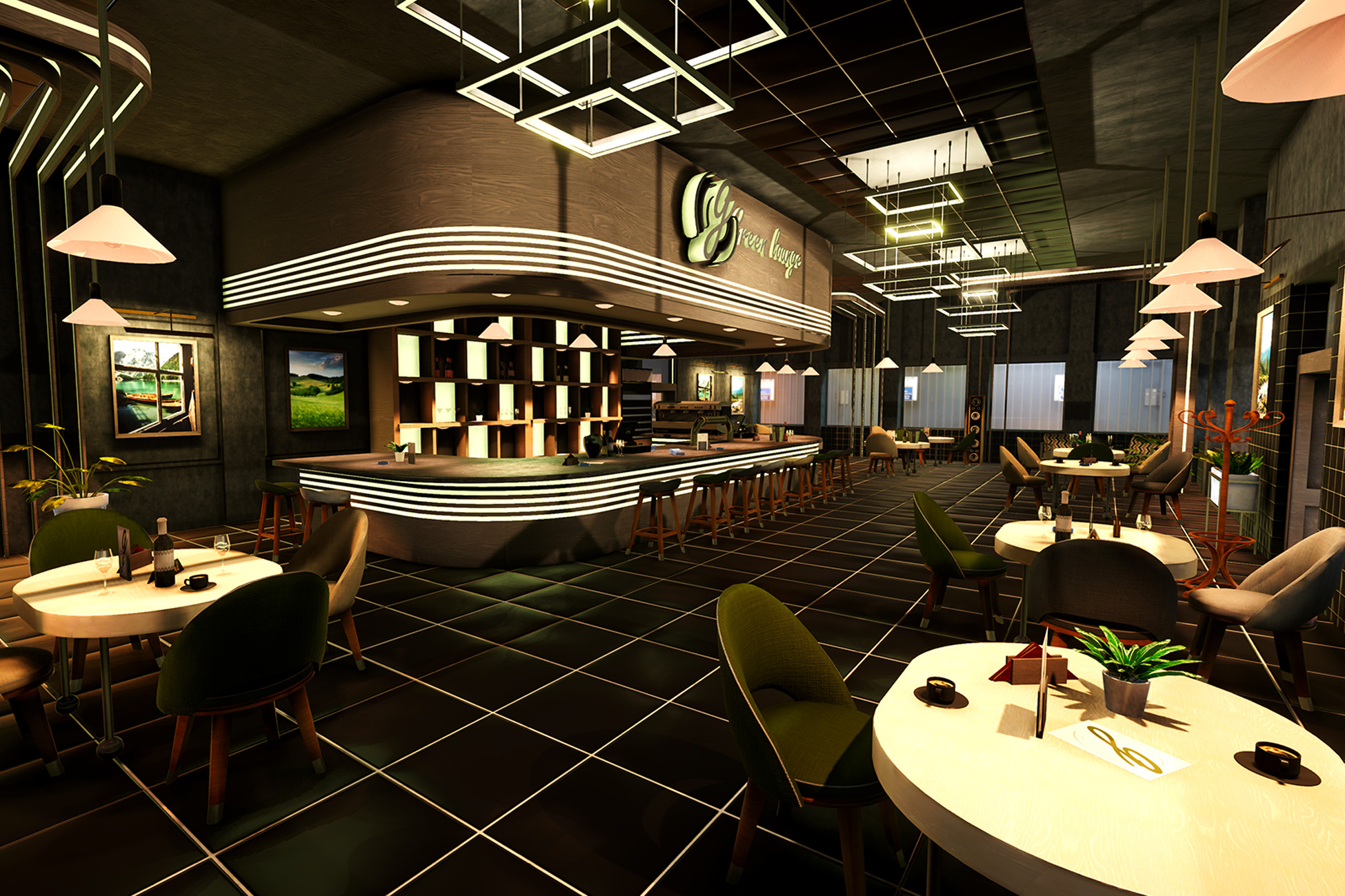 Green Lounge (URP) | 3D Interior | Unity Asset Store
