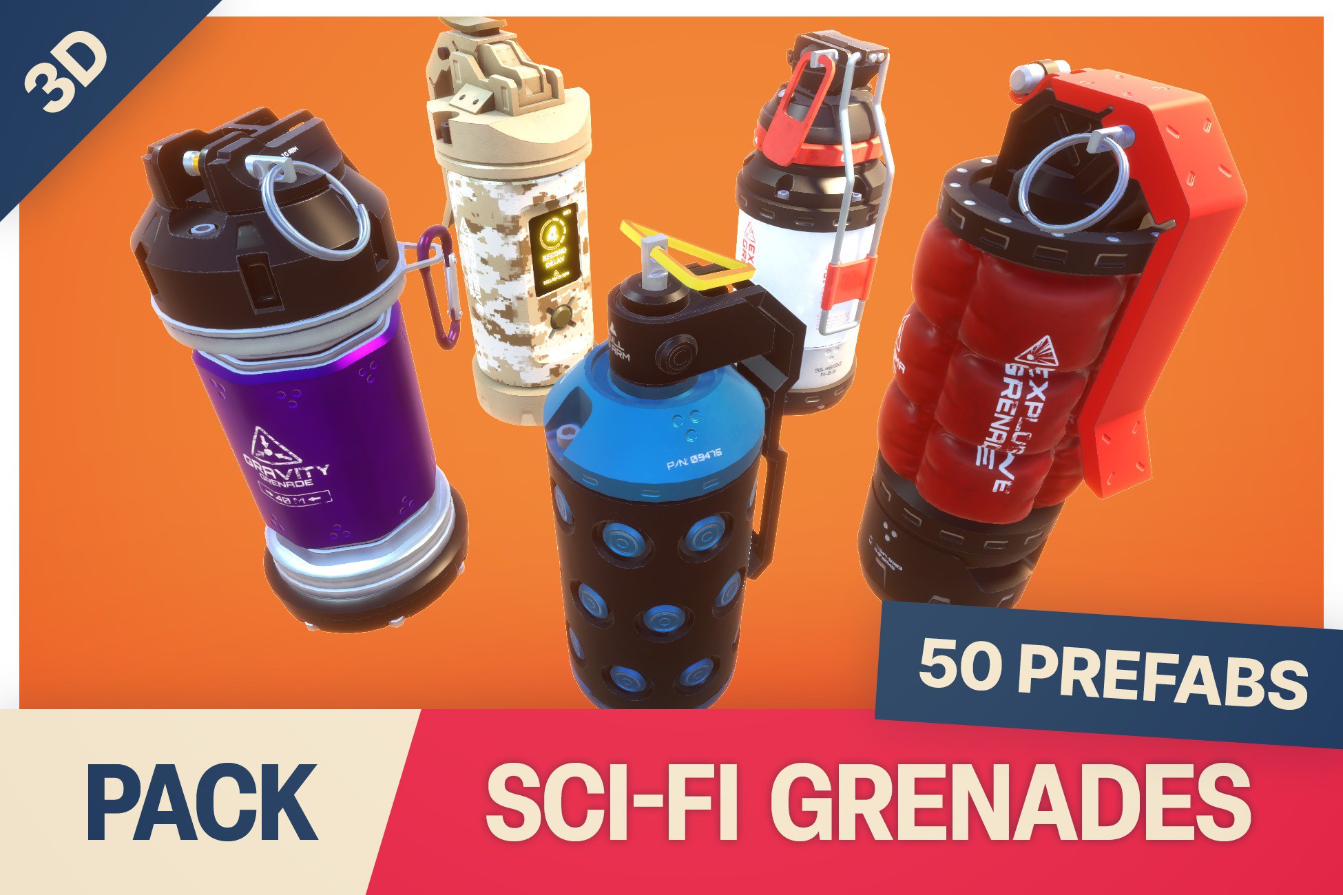 Sci-Fi Grenades Pack | 3D Weapons | Unity Asset Store