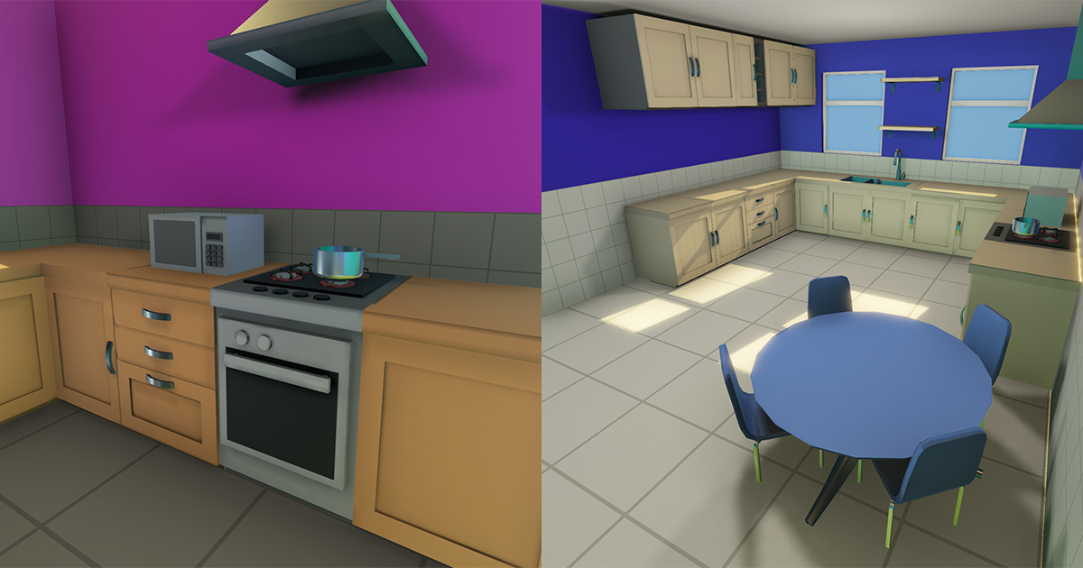 Low Poly Flat Shaded Kitchen | 3D Furniture | Unity Asset Store