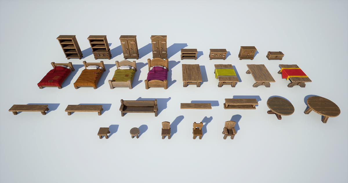 Wooden Furniture | 3D Furniture | Unity Asset Store
