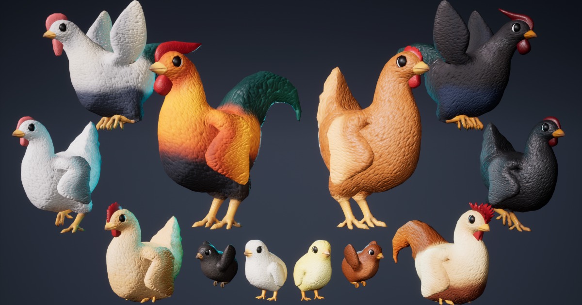 SI - Animated Chicken, Rooster and Chicks | Characters | Unity Asset Store