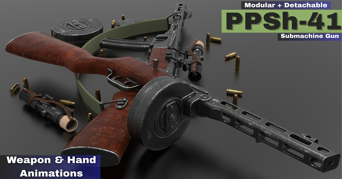 Ppsh-41 Submachine Gun (Fps - Tps) | 3D Weapons | Unity Asset Store
