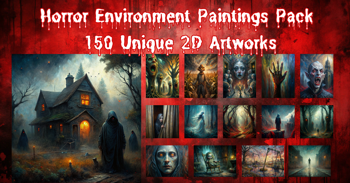 Horror Environment Paintings Pack - 150 Unique 2D Artworks | 2D ...