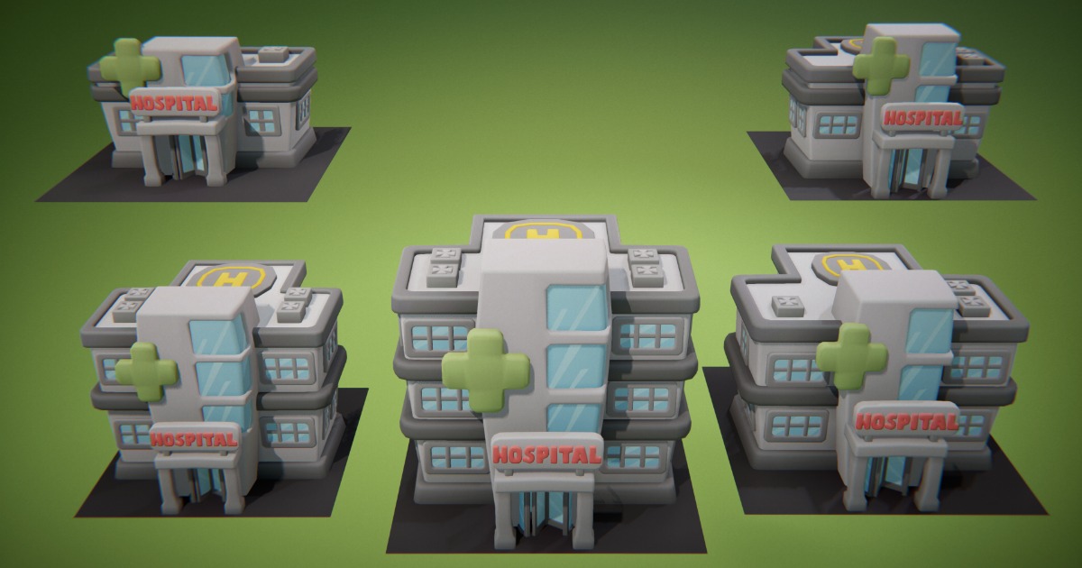 Hospital Building Level Up - 5 Levels | 3D Props | Unity Asset Store