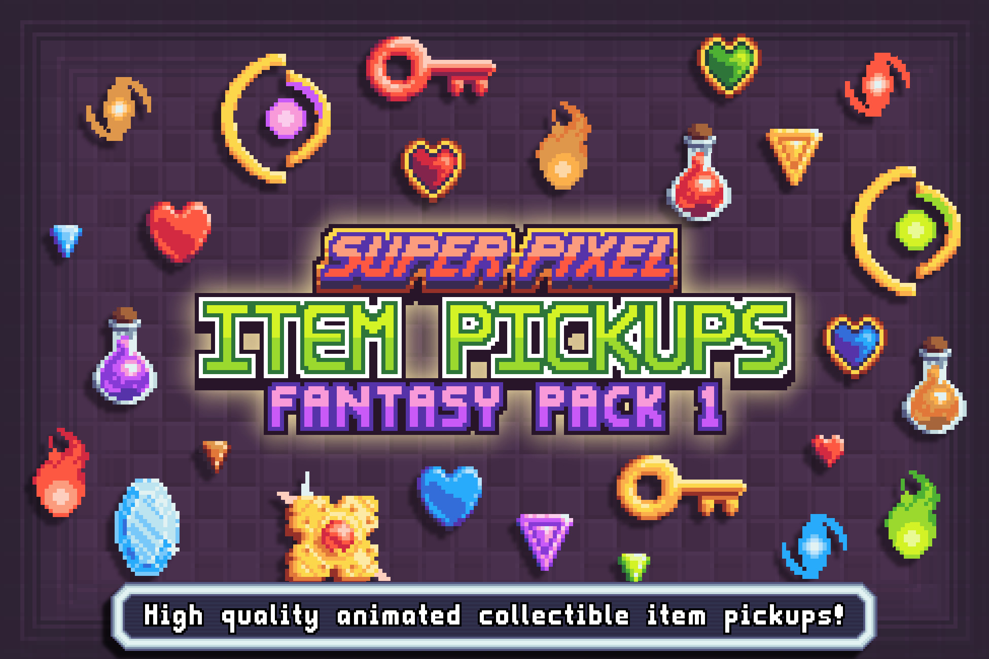 Super Pixel Item Pickups Fantasy Pack 1 2d Textures And Materials Unity Asset Store