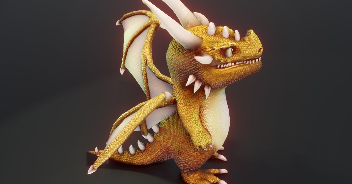 Cartoon Gold Dragon Rigged Low-poly 3D Model | 3D Creatures | Unity ...