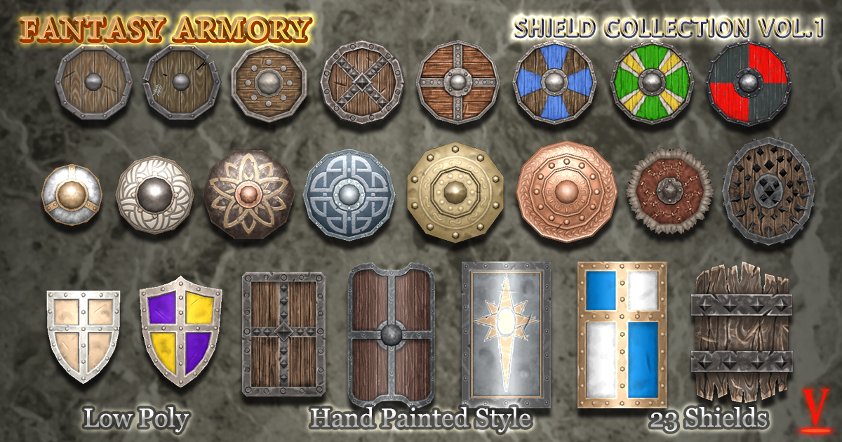 Medieval Fantasy Shield Collection Vol.01 | 3D Weapons | Unity Asset Store