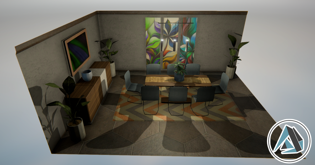 Realistic Modern Homes Small Dining Room Asset Package | 3D Urban ...
