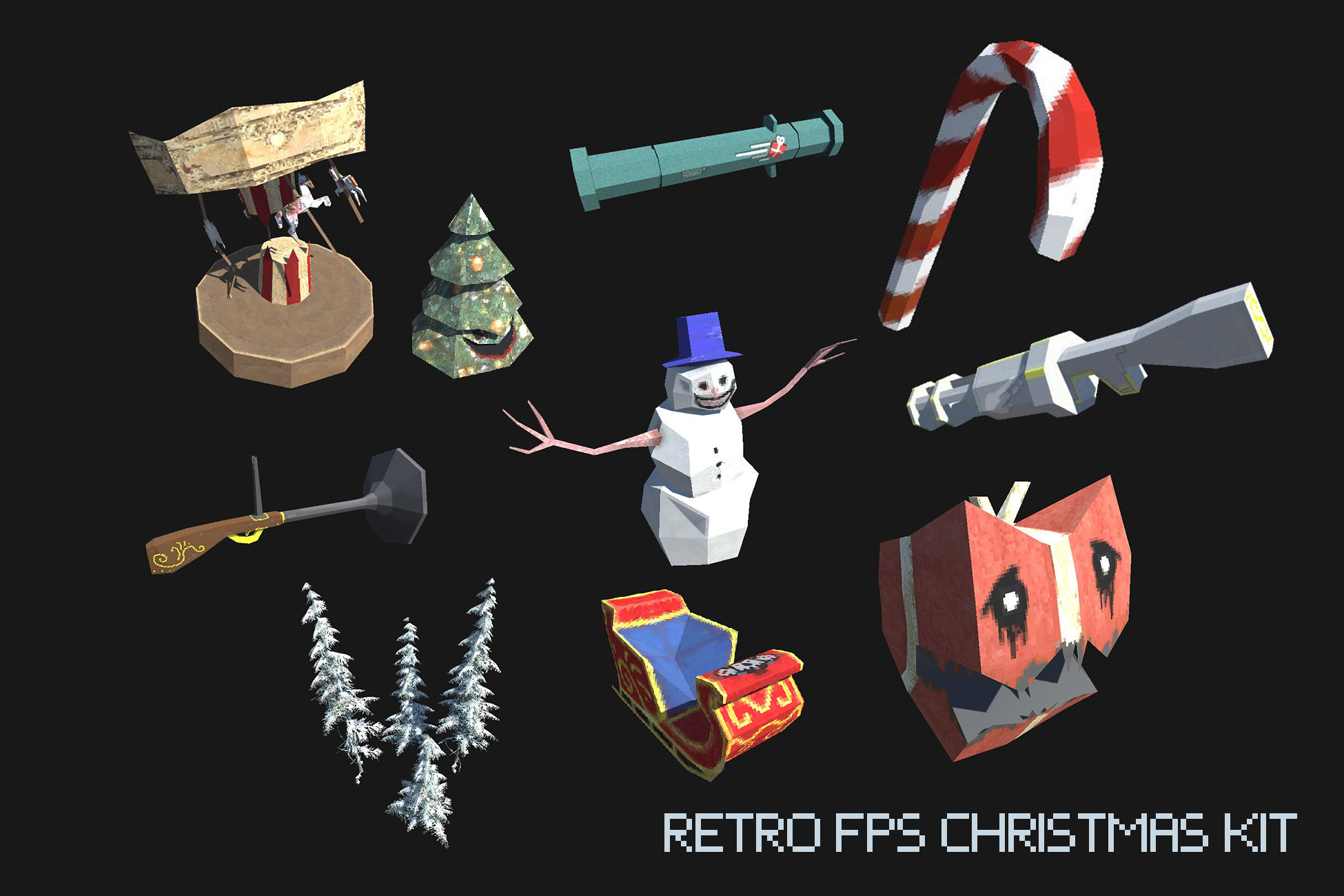 Retro FPS Christmas 3D Kit | 3D Environments | Unity Asset Store