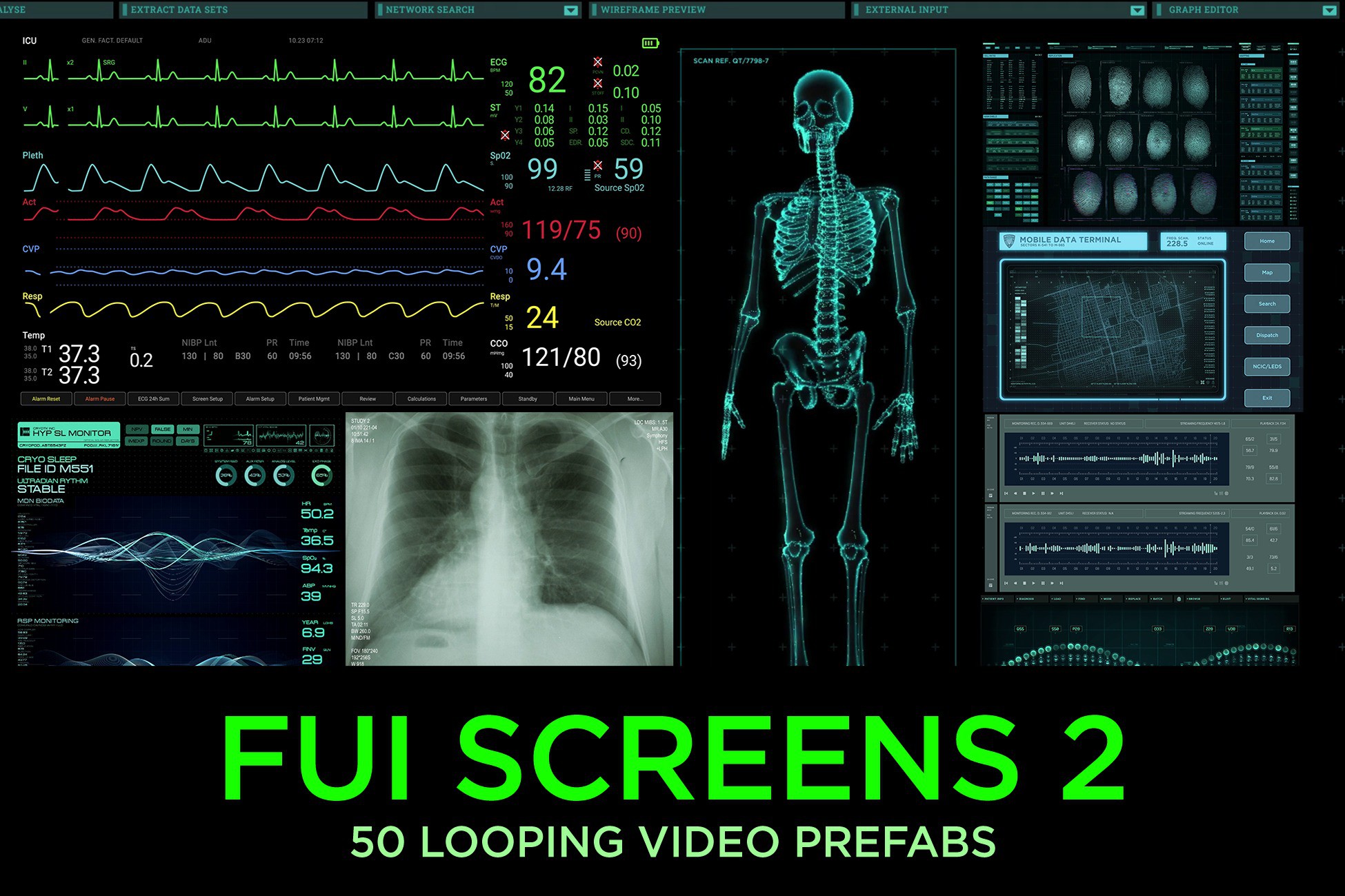 FUI Screens 2 | 2D Textures & Materials | Unity Asset Store
