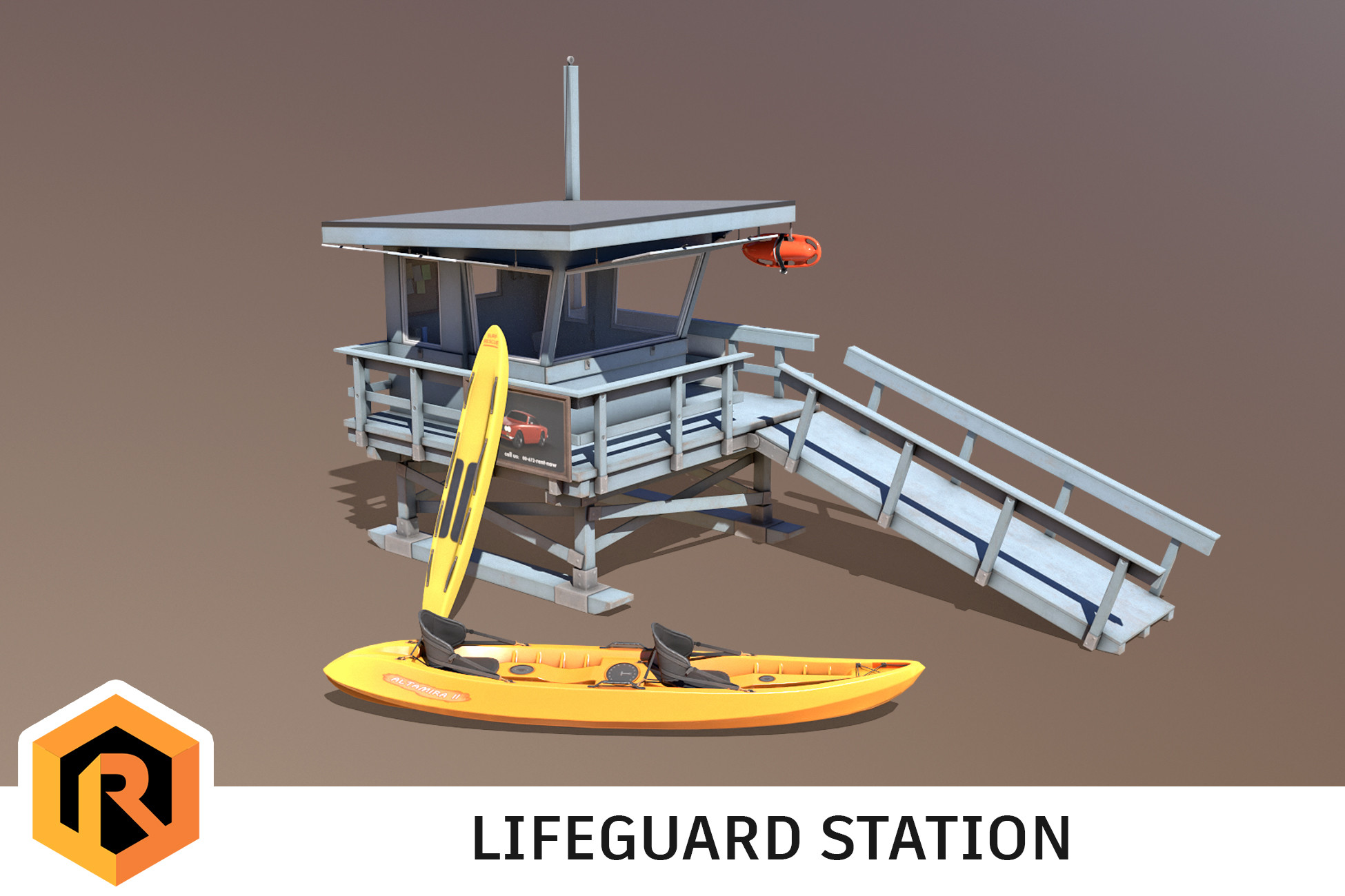 Lifeguard Station With Accessories | 3D Props | Unity Asset Store