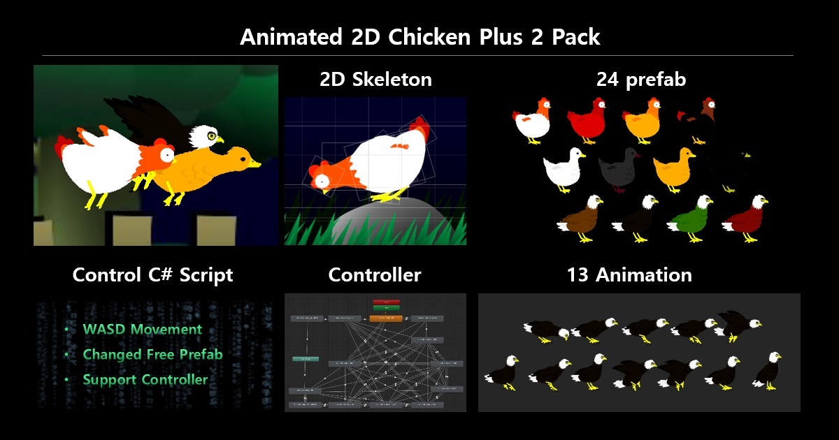 Animated 2D Chicken Plus 2 Pack | 2D Characters | Unity Asset Store