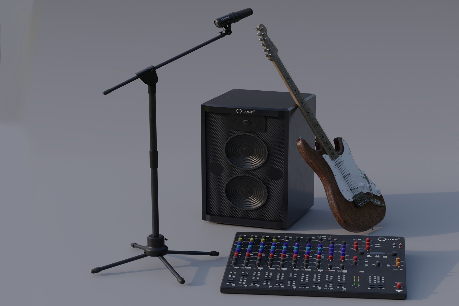 Musical equipment with electric guitar | 3D Props | Unity Asset Store