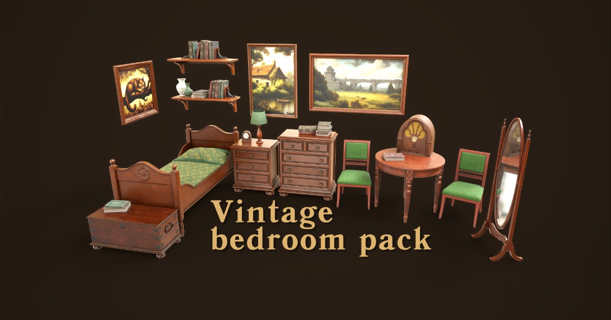 Vintage Bedroom Pack | 3D Furniture | Unity Asset Store