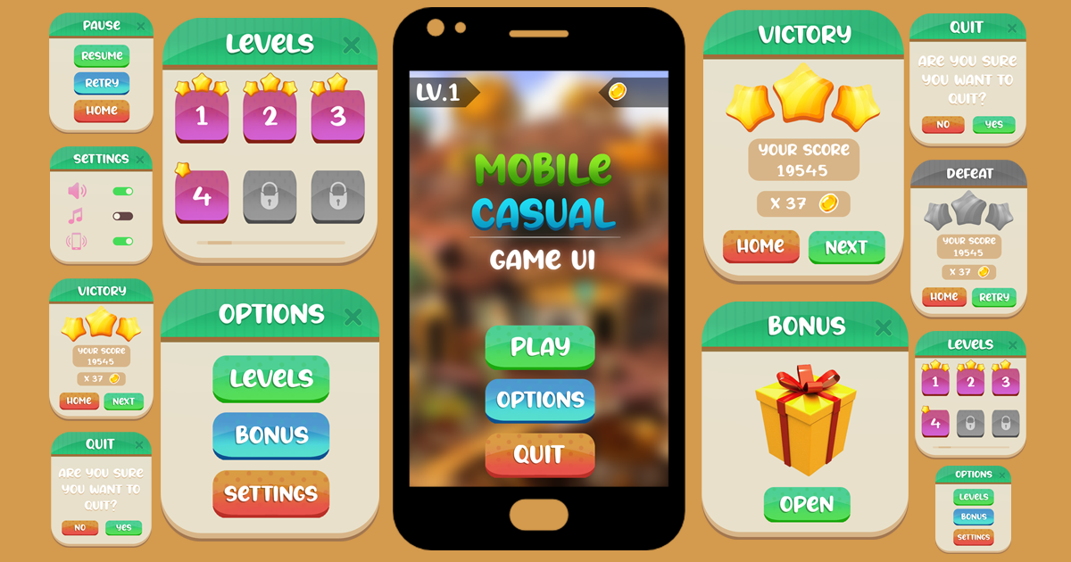 Mobile Game Casual GUI Kit --UI Master | 3D GUI | Unity Asset Store
