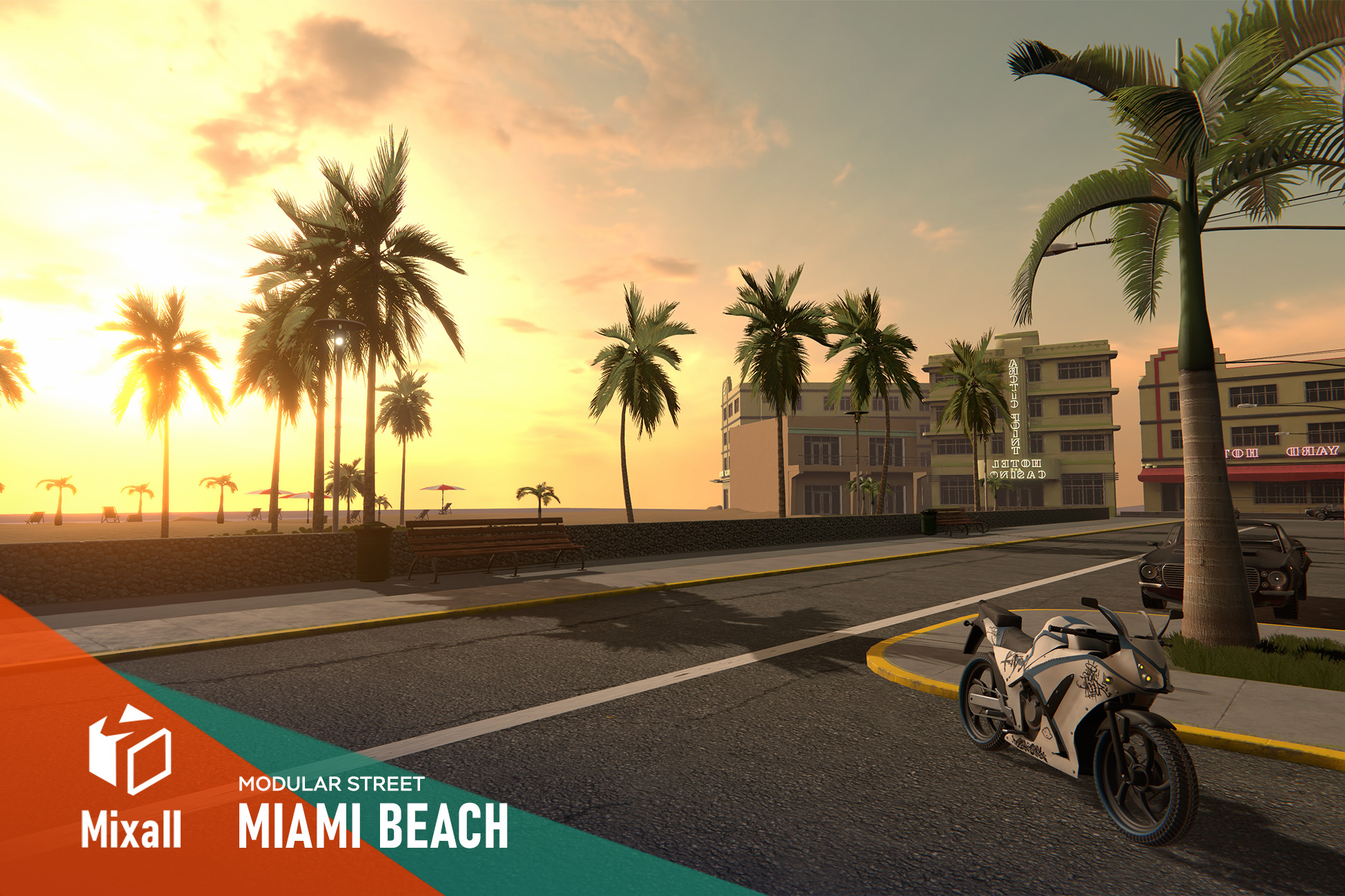 Miami beach - modular street | 3D Environments | Unity Asset Store