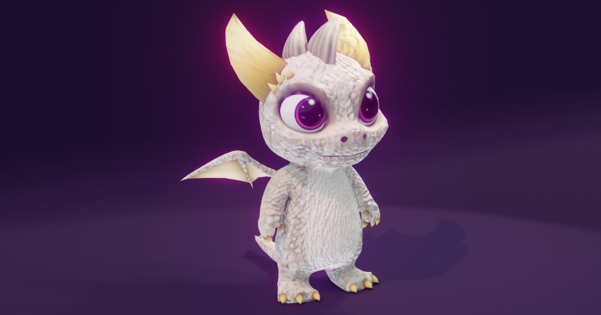 Cartoon White Dragon 3D Model (Low-Poly, Game-Ready, Animated, Built-In ...