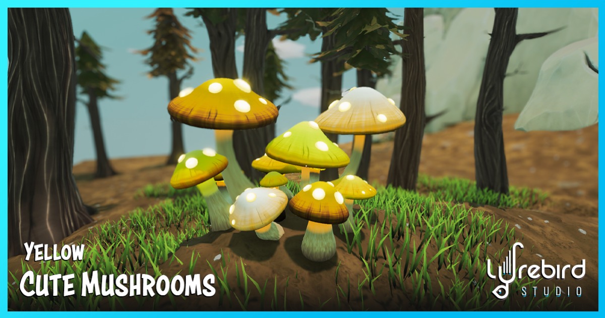 Cute Mushroom Yellow Package | 3D Landscapes | Unity Asset Store