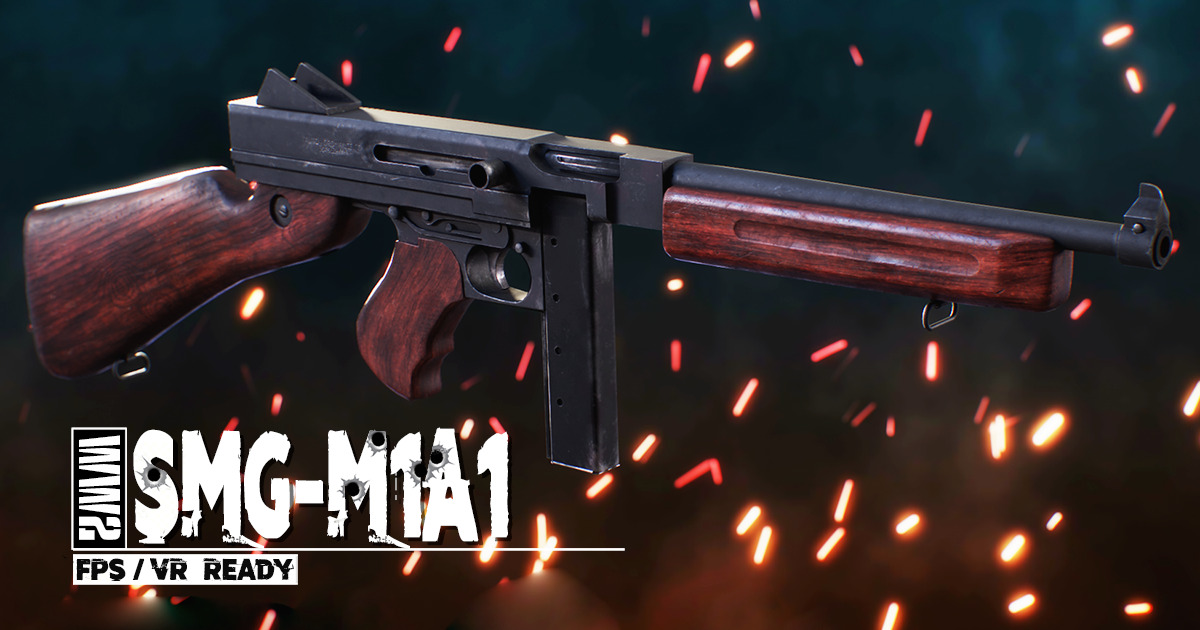SMG- M1A1 WWII | 3D Weapons | Unity Asset Store