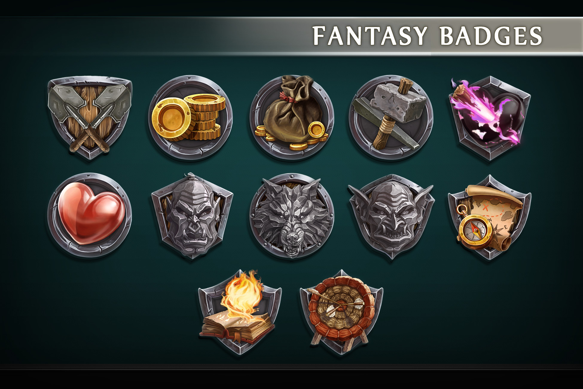 AKiZA - Fantasy Badges | 2D Icons | Unity Asset Store